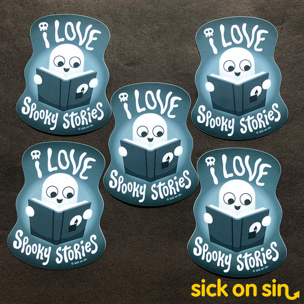I Love Spooky Stories | Vinyl Sticker | Scary Book Lover – Sick On Sin